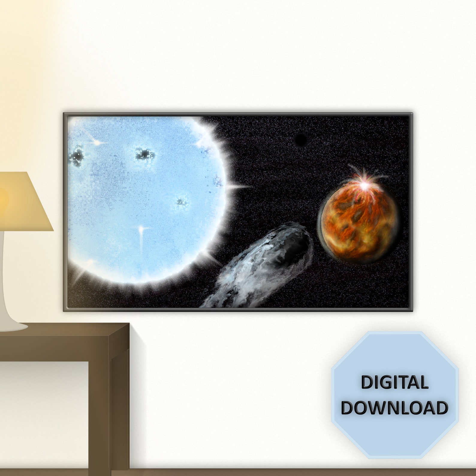 Digital Space Painting #23 Burning Planet Printable Wall Art - Etsy