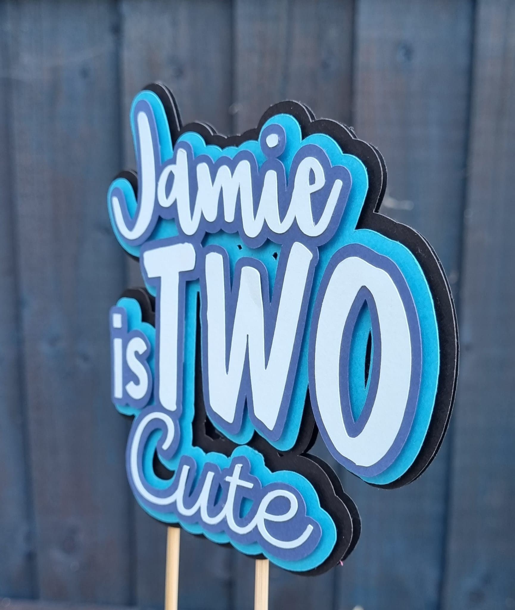 Birthday Cake Topper TWO 2 CUTE personalisation of Name and Colours - Etsy