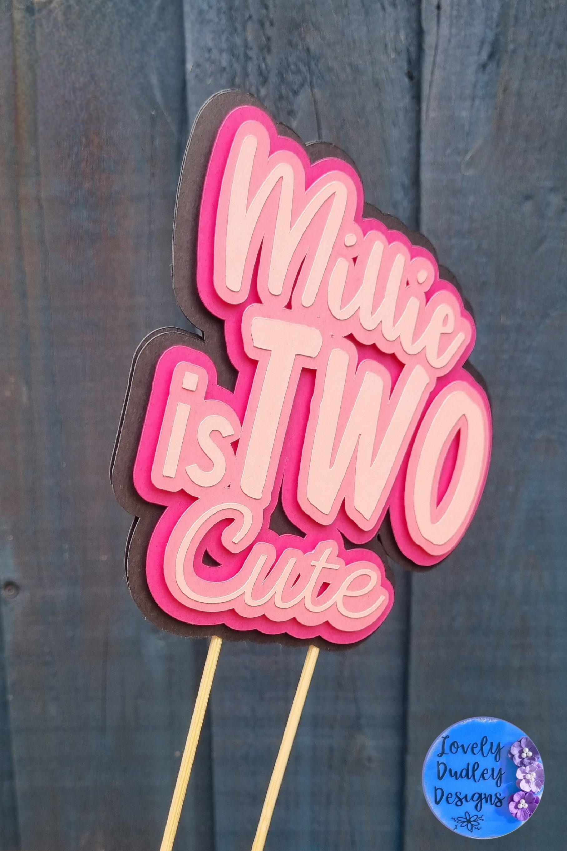 Birthday Cake Topper TWO 2 CUTE personalisation of Name and Colours - Etsy