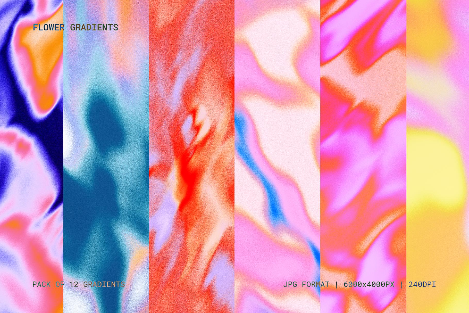 Pack of 12 Abstract Flower Gradients, Blur Effect, Grain, Vibrant ...