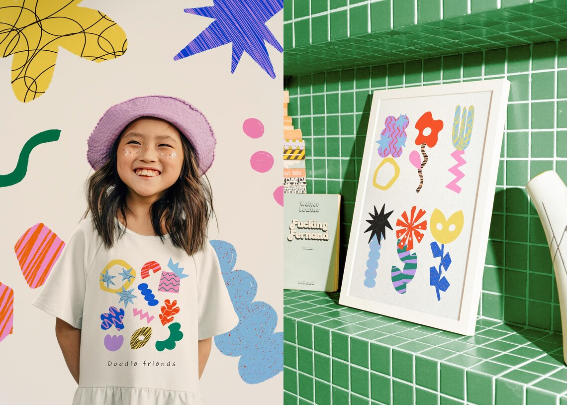 75 Abstract Shapes, Hand Drawn Illustrations, Fun, Colorful, Kids ...