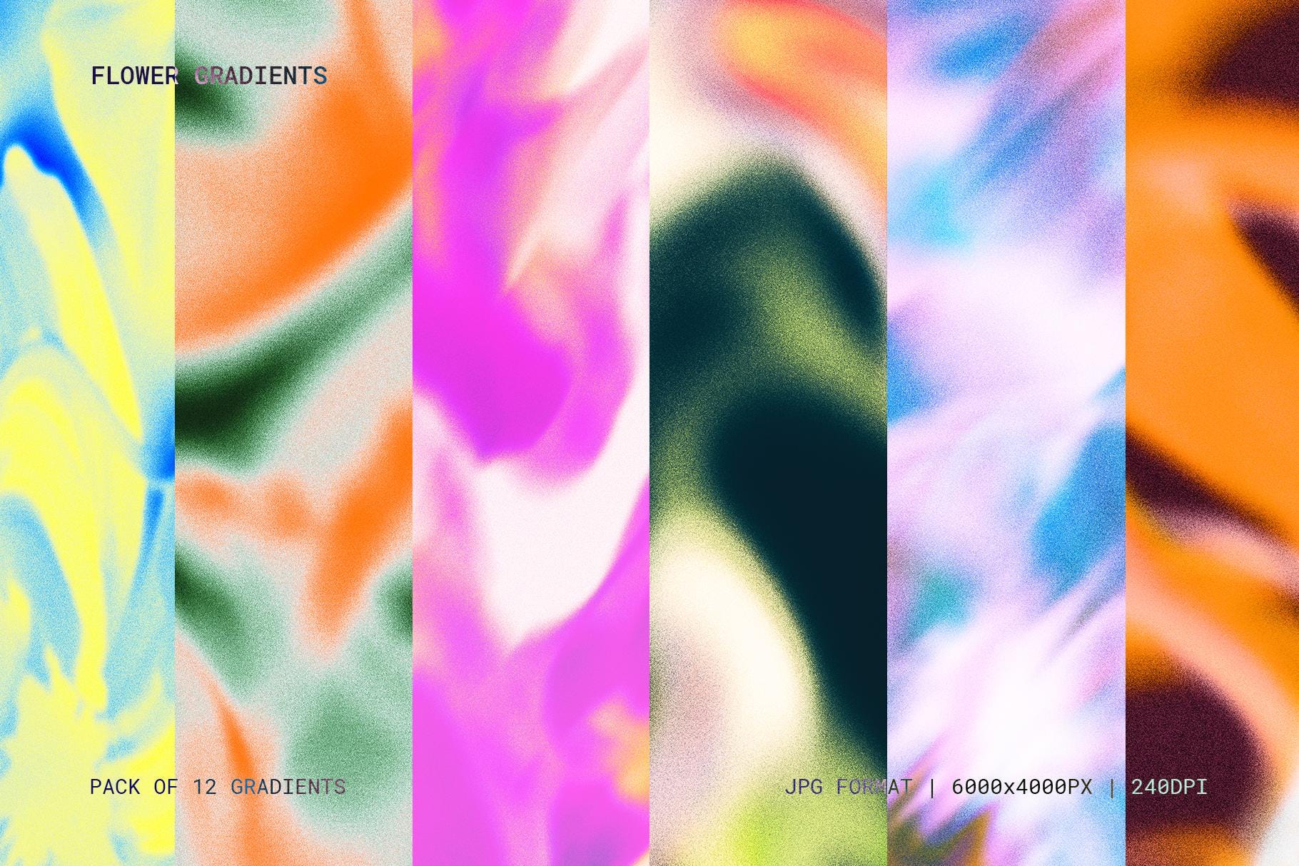 Pack of 12 Abstract Flower Gradients, Blur Effect, Grain, Vibrant ...