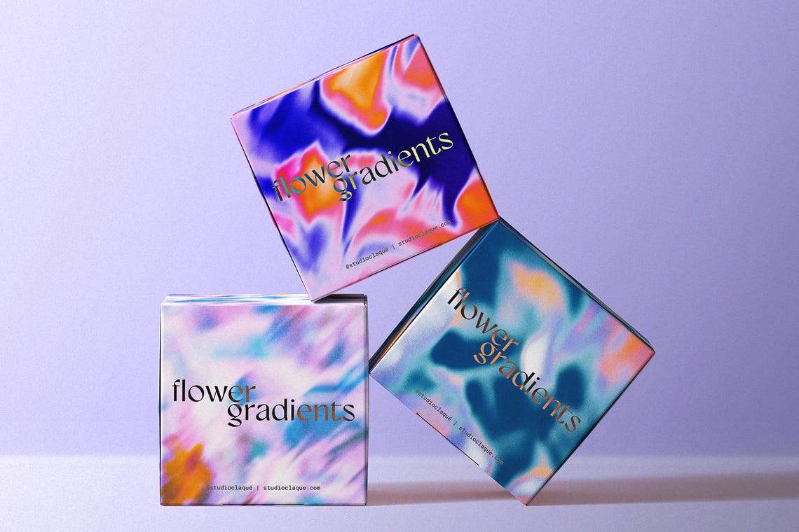 Pack of 12 Abstract Flower Gradients, Blur Effect, Grain, Vibrant ...