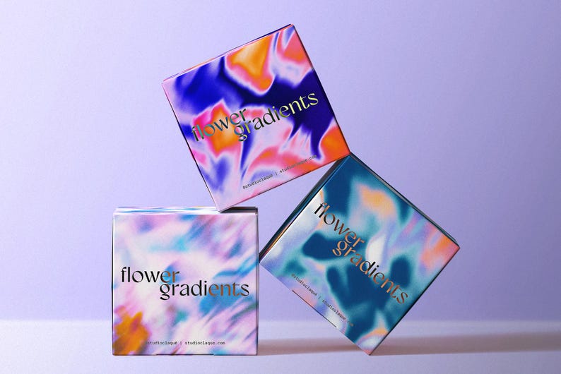 Pack of 12 Abstract Flower Gradients, Blur Effect, Grain, Vibrant ...