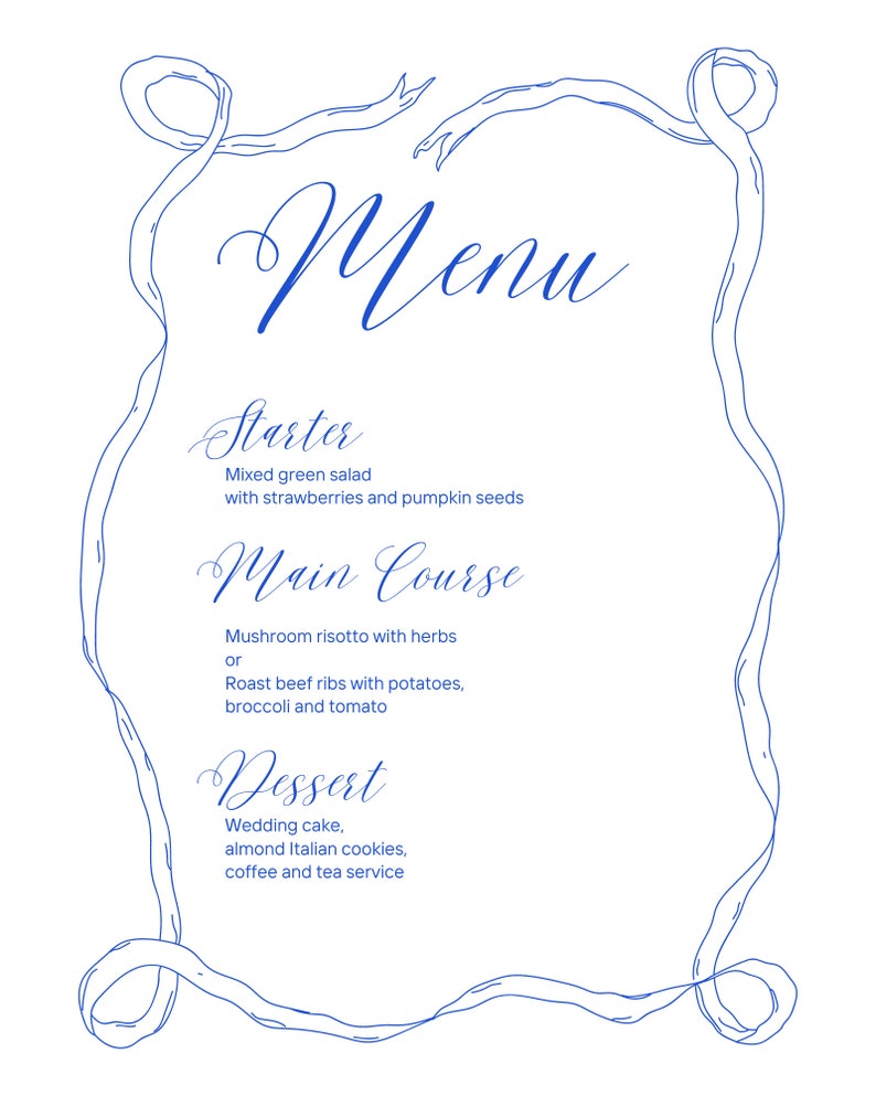Customizable Chic Dinner Menu - Etsy