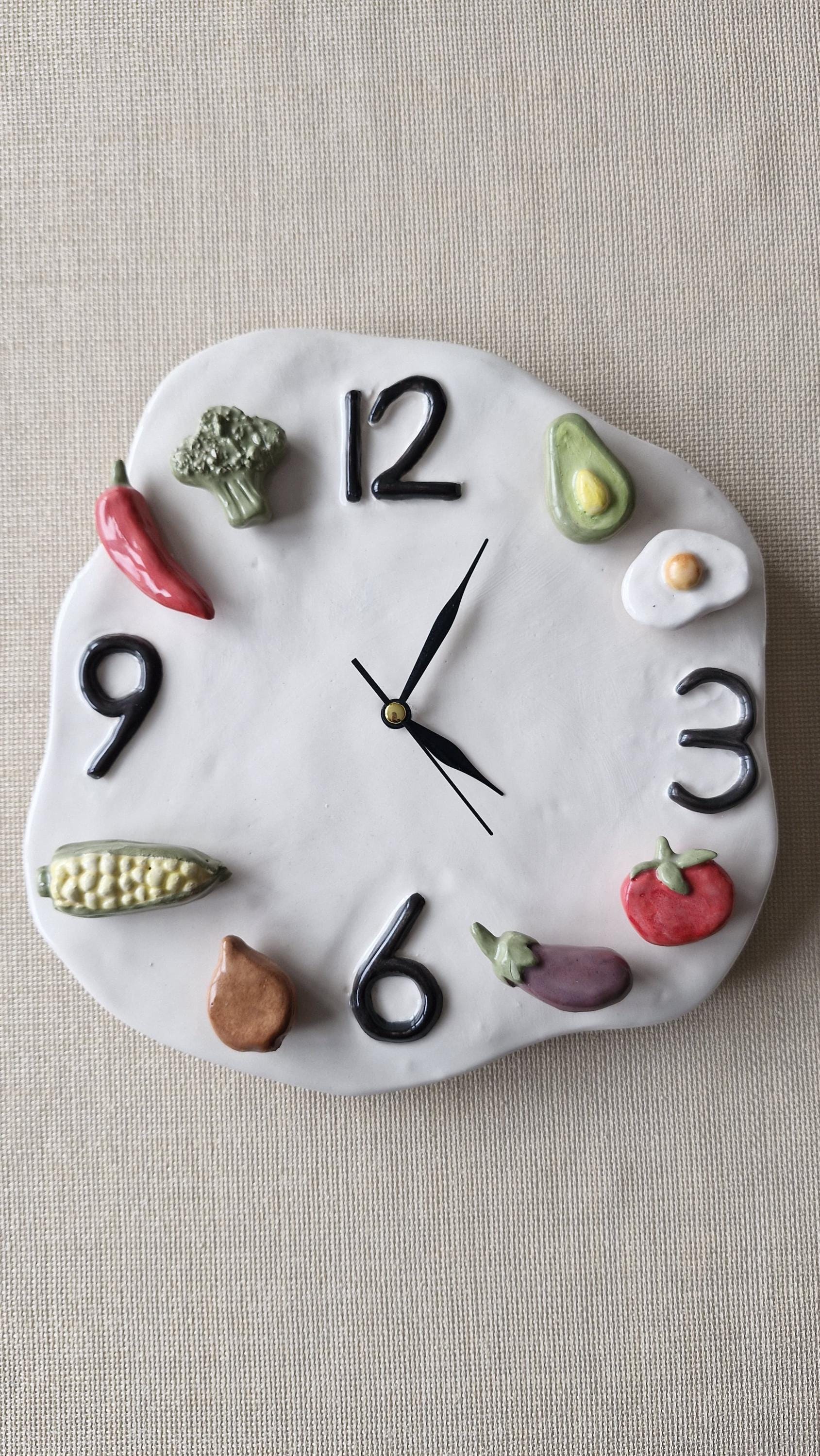 Handmade Ceramic Vegetable Wall Clock, Kitchen Decor - Etsy