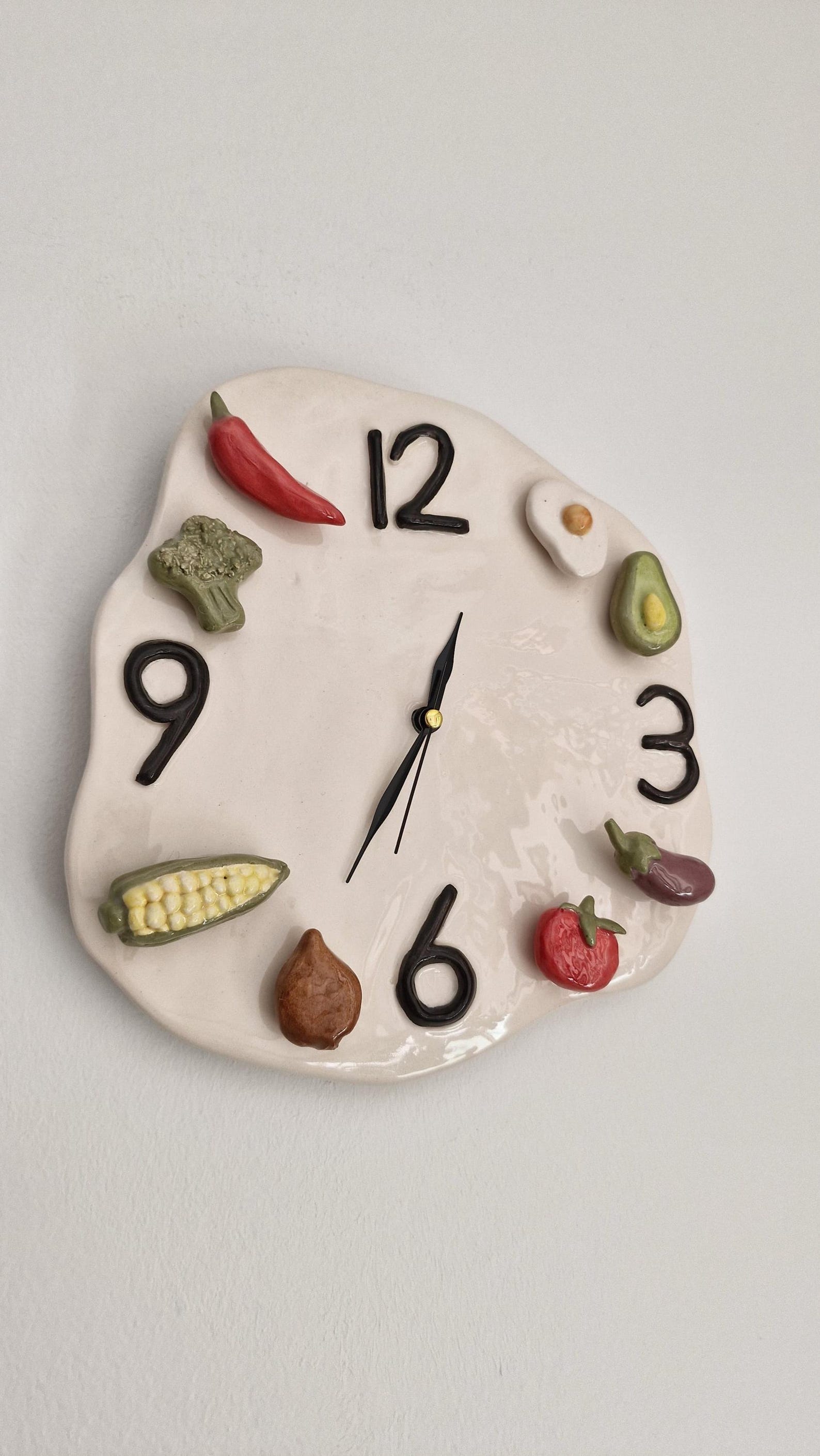 Handmade Ceramic Vegetable Wall Clock, Kitchen Decor - Etsy