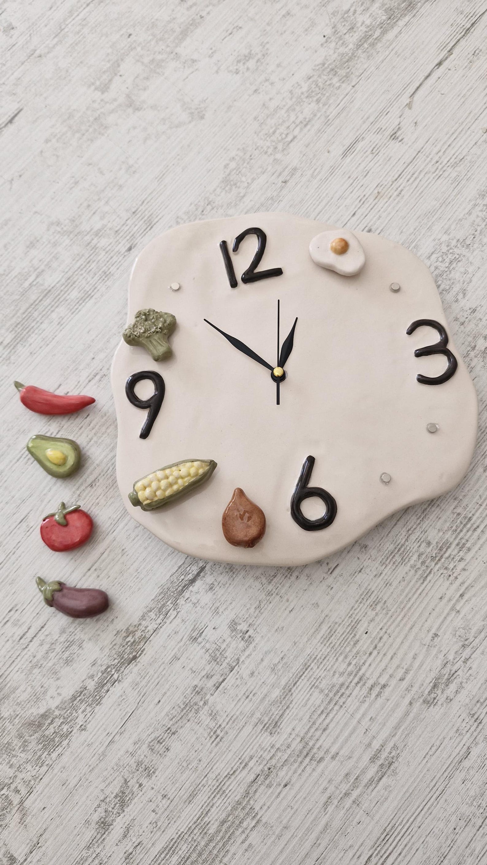 Handmade Ceramic Vegetable Wall Clock, Kitchen Decor - Etsy