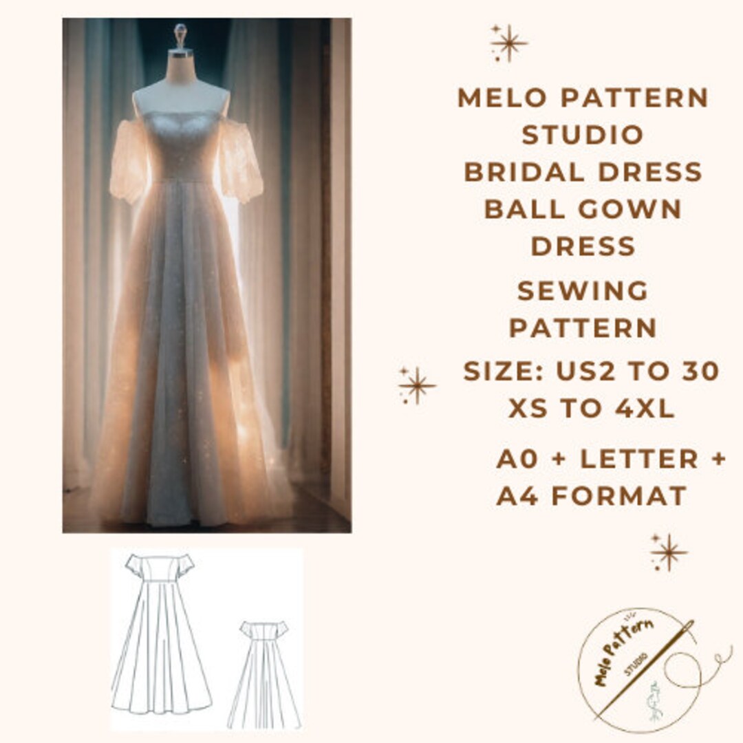 Bridal Dress Pattern,ballgown Dress Sewing Pattern,range of Size ...