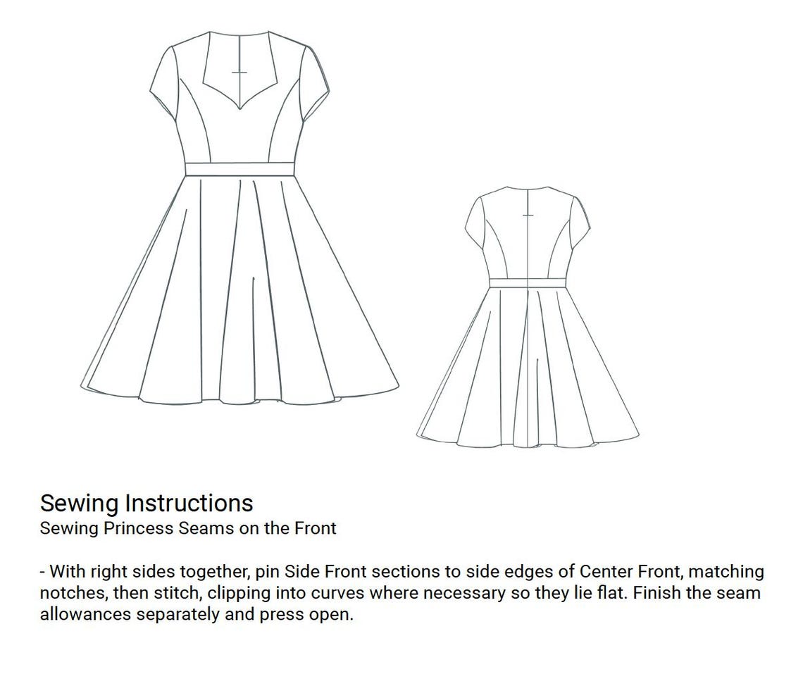 1950's Vintage Dress Sewing Pattern, Cottagecore Dress,range of Size ...