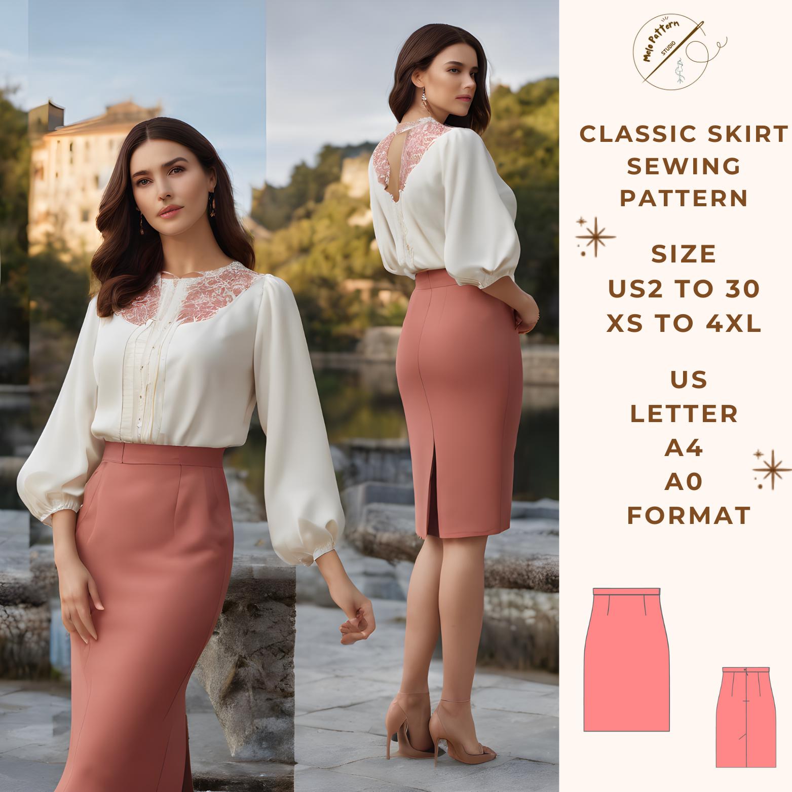 Classic Skirt Pattern, Skirt Sewing Pattern, Sewing Pattern PDF,US ...