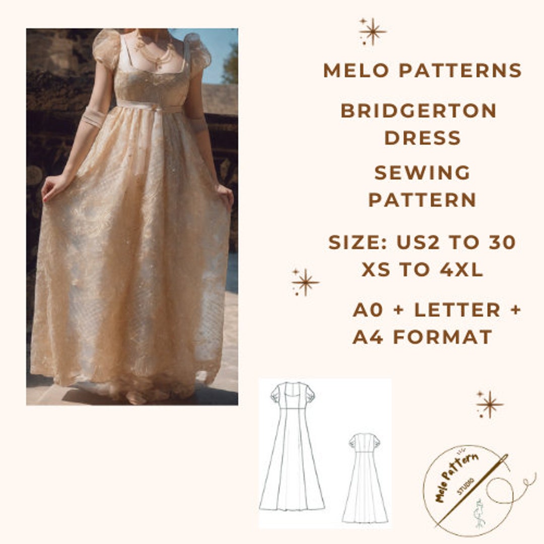 Bridgerton Gown Sewing Pattern, Bridgerton Dress, Renaissance Dress Sewing Pattern, Maxi Dress ...