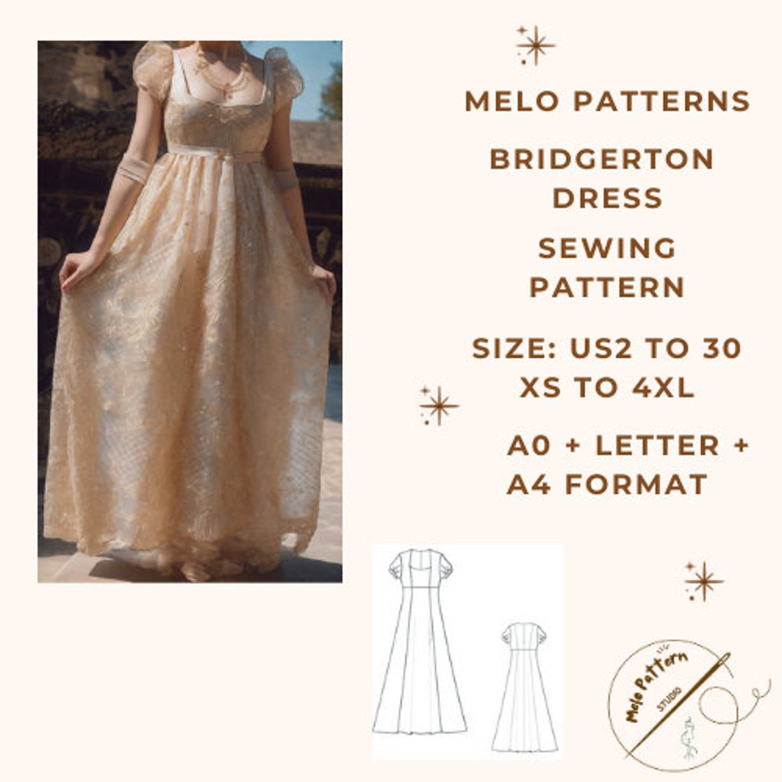 Bridgerton Gown Sewing Pattern, Bridgerton Dress, Renaissance Dress ...