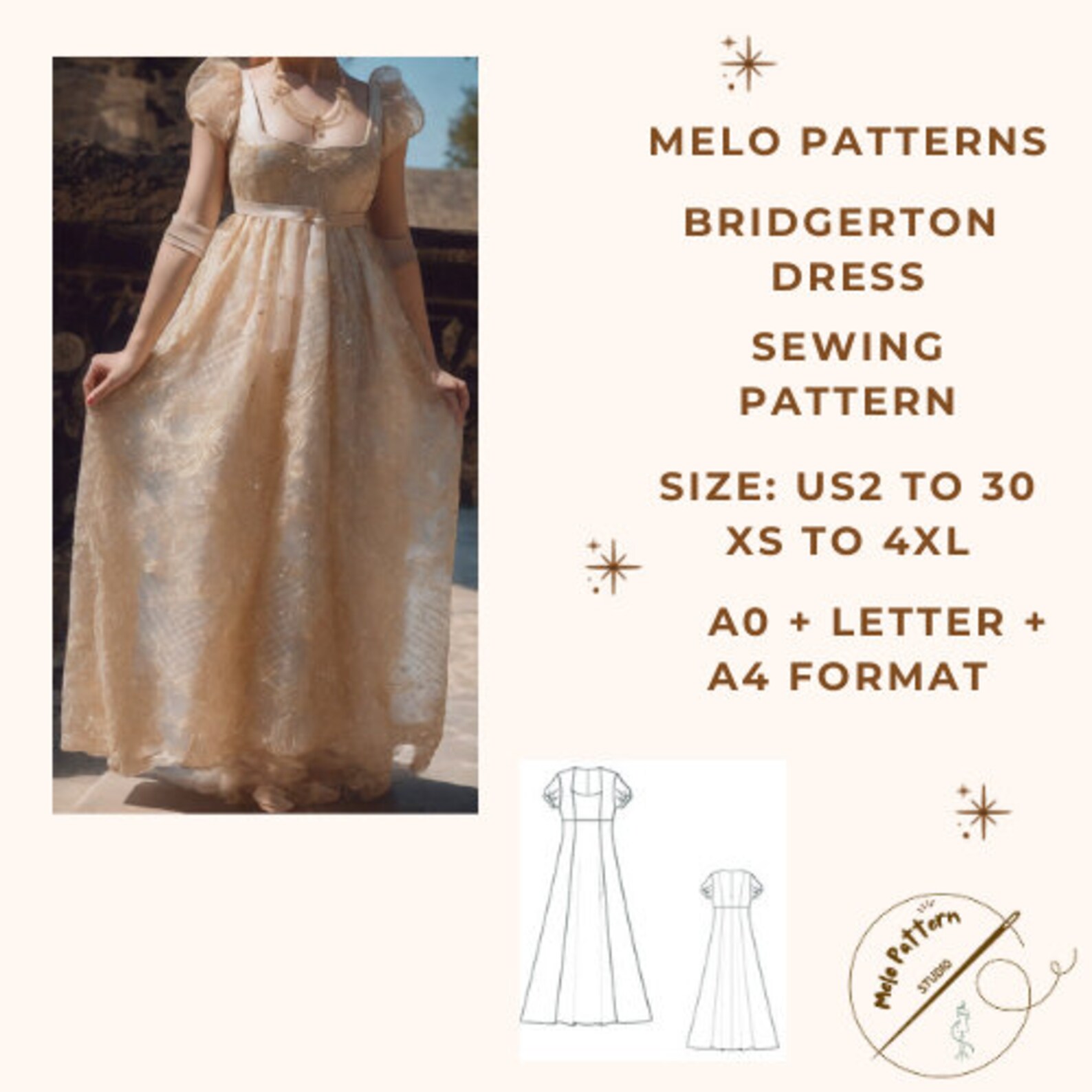 Bridgerton Gown Sewing Pattern, Bridgerton Dress, Renaissance Dress ...