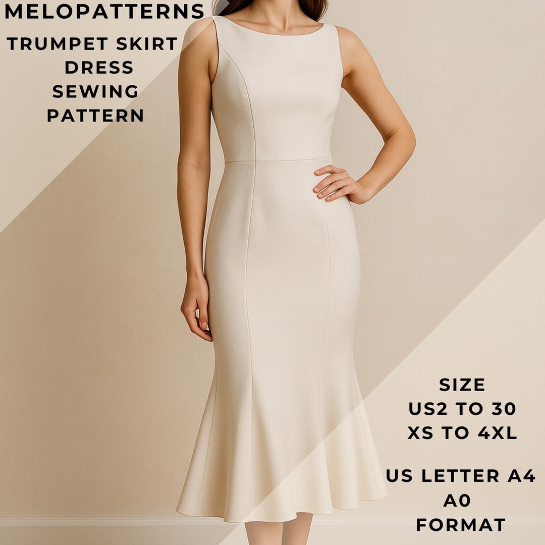 Trumpet Skirt Dress Sewing Pattern ,cocktail Dress,evening Gown Dress ...