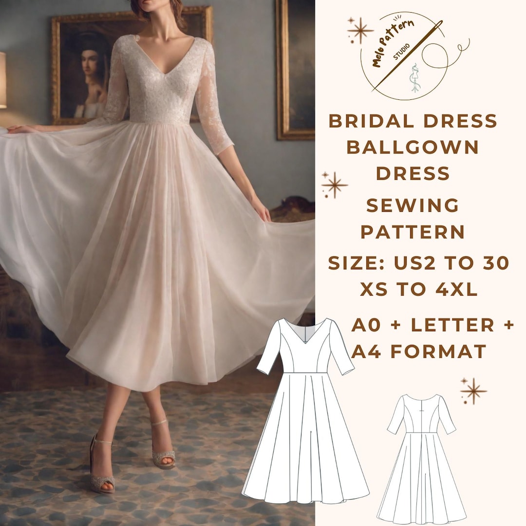 Bridal Dress Pattern,ballgown Dress Sewing Pattern,range of Size ...