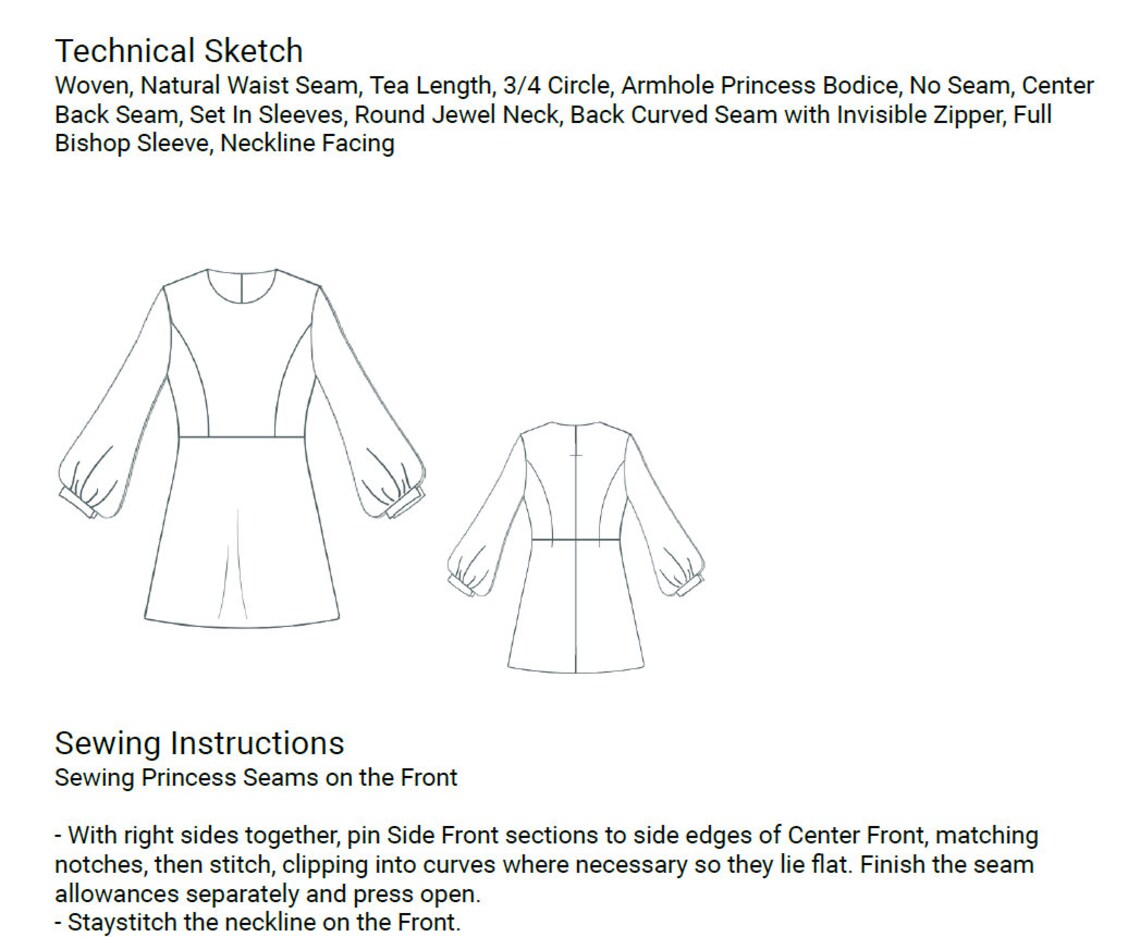 A-line Mini Dress Pattern,linen Dress Sewing Pattern,range of Size ...