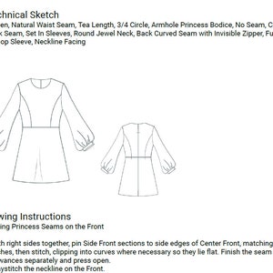 A-line Mini Dress Pattern,linen Dress Sewing Pattern,range of Size ...