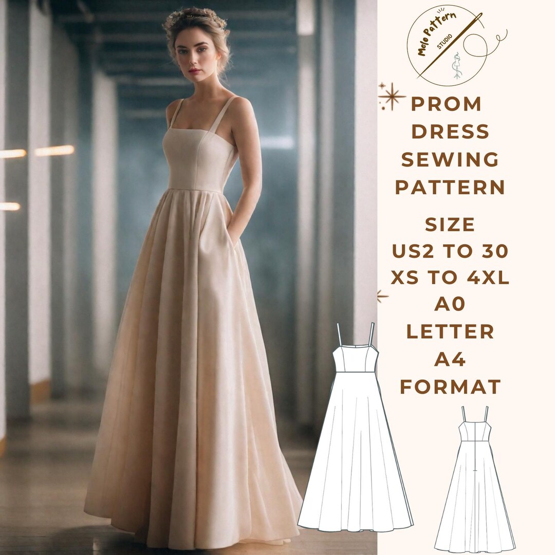 Prom Dress, Evening Gown Sewing Pattern, Cocktail Dress,anniversary ...