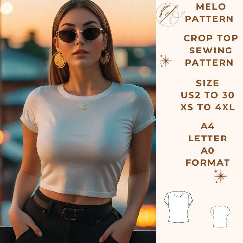 Crop Top Pattern, Crop Top Sewing Pattern, Women Crop Top Sewing ...