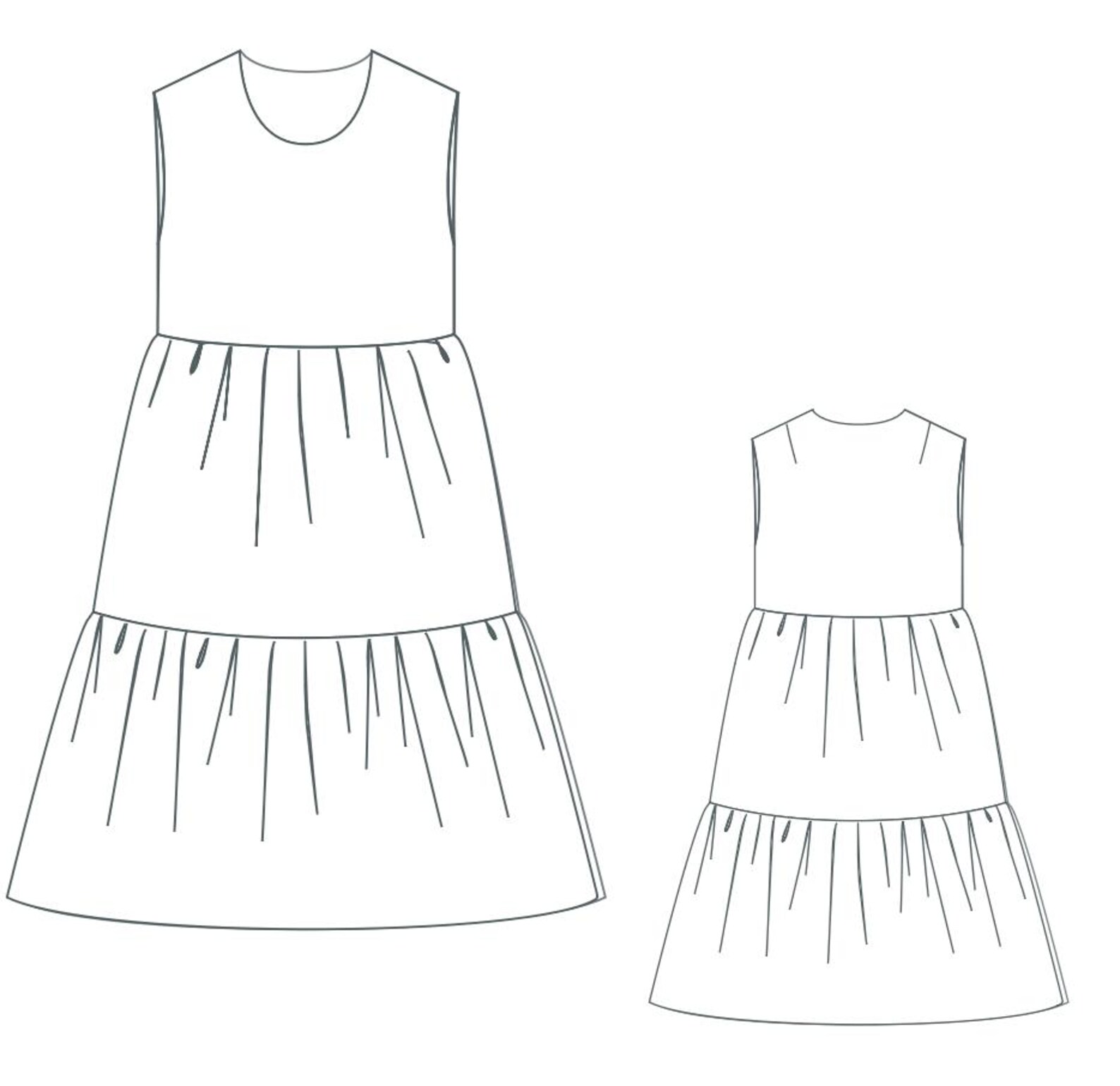 Kid's Tiered Dress Pattern,summer Dress Sewing Pattern,,suitable A0-A4 ...