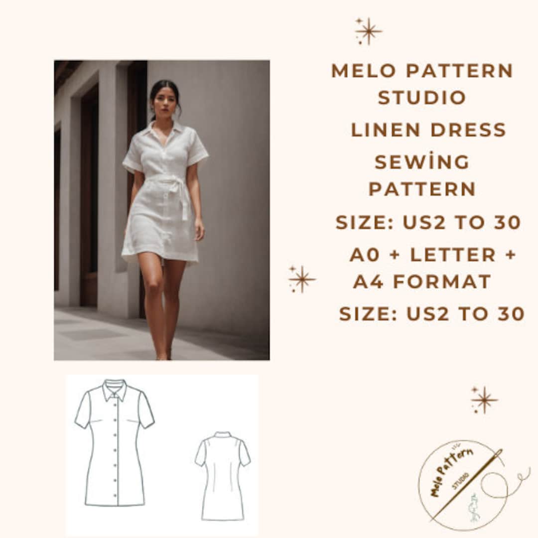 Linen Dress ,PDF Sewing Pattern, Instant Download, Digital Pdf, US ...
