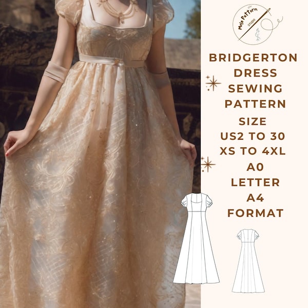 Regency Empire Dress Sewing Pattern - Etsy