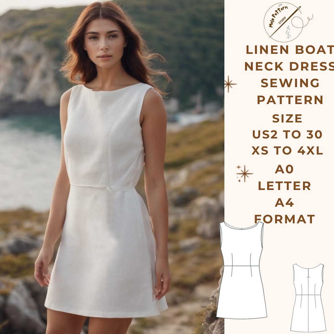 Linen Mini Dress Pattern,linen Dress Sewing Pattern,range of Size ...