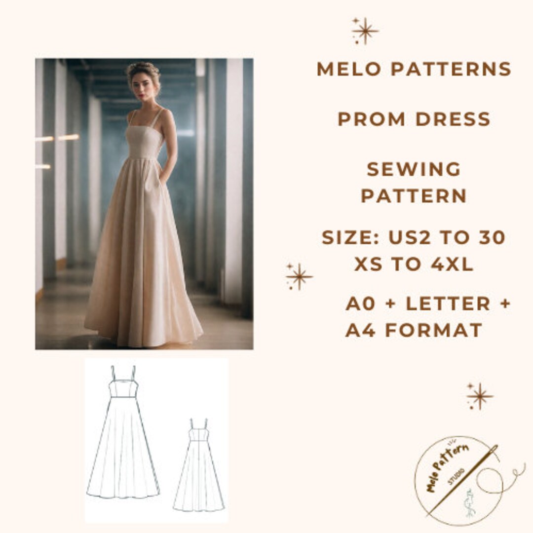 Prom Dress, Evening Gown Sewing Pattern, Cocktail Dress,anniversary ...