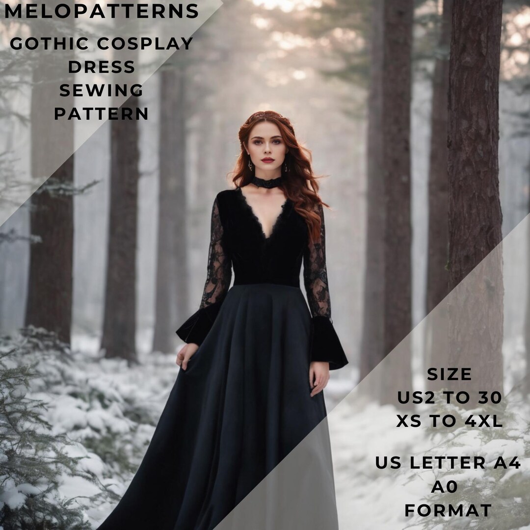 Gothic Cosplay Dress Sewing Pattern,vampire Cosplay Dress,prom Dress,us ...