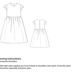 Kid's Gathered Dress Pattern,summer Dress Sewing Pattern,age Range 2-16 ...