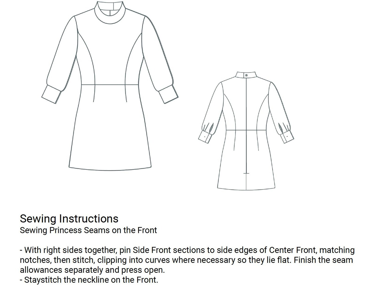 Mock Neck Dress Sewing Pattern,mini Dress ,cottagecoredress, US 2 To30 ...