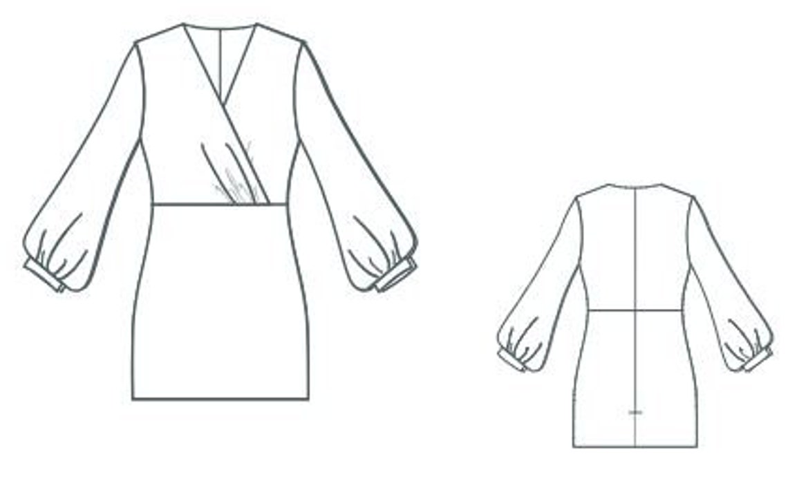 Surplice Dress Sewing Pattern, Bridal Dress ,PDF Sewing Pattern ...