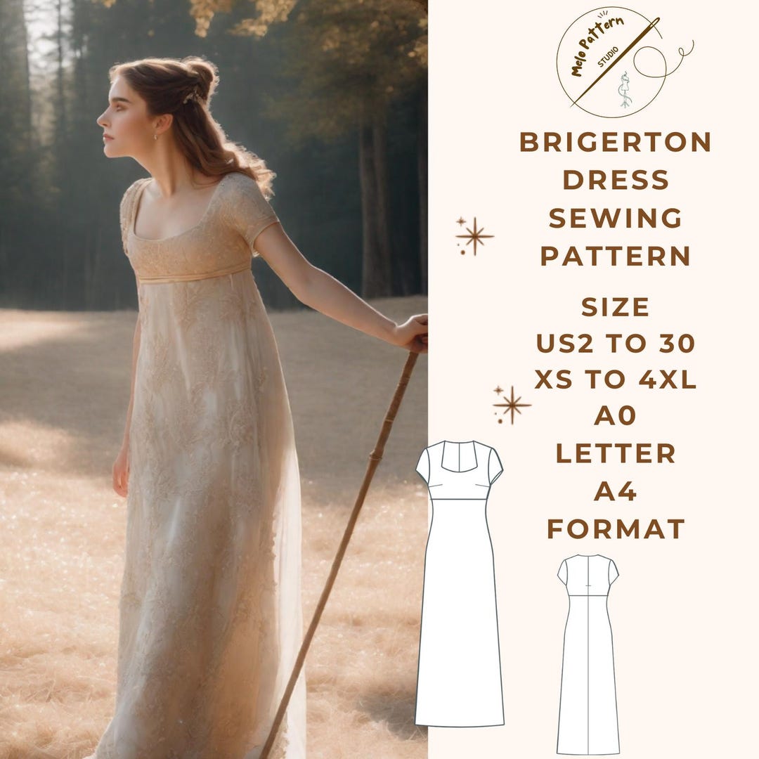 Bridgerton Gown Sewing Pattern, Bridgerton Dress, Renaissance Dress Sewing Pattern, Maxi Dress ...
