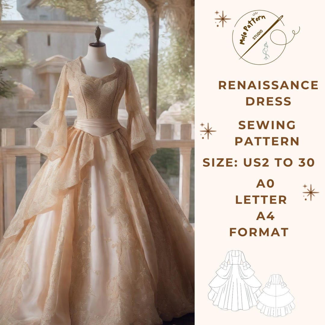 Victorian Renaissance Fairy Dress Pattern,medieval Cosplay Dress Sewing ...