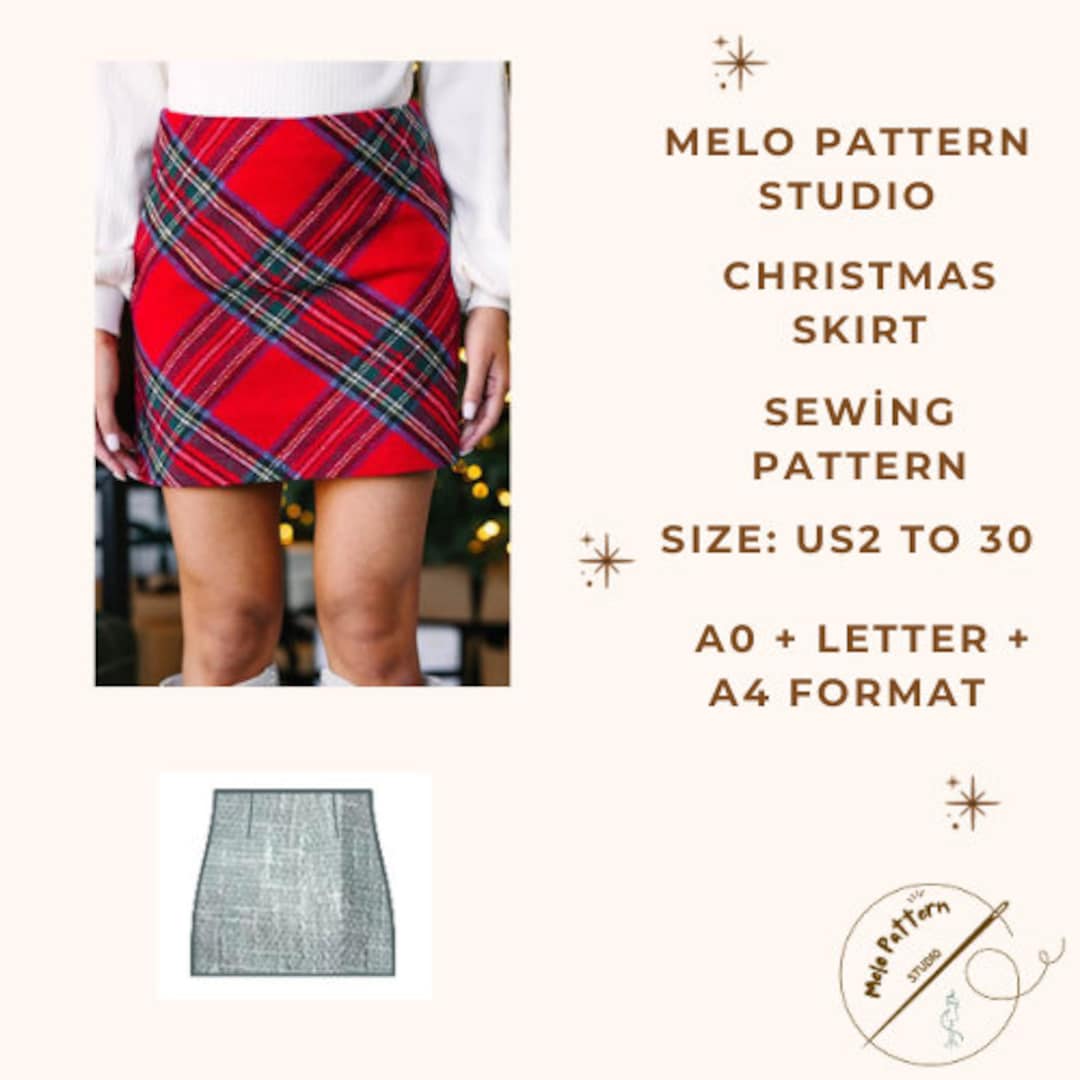 Christmas Mini Skirt Pattern, Skirt Sewing Pattern, Mini Skirt Sewing ...