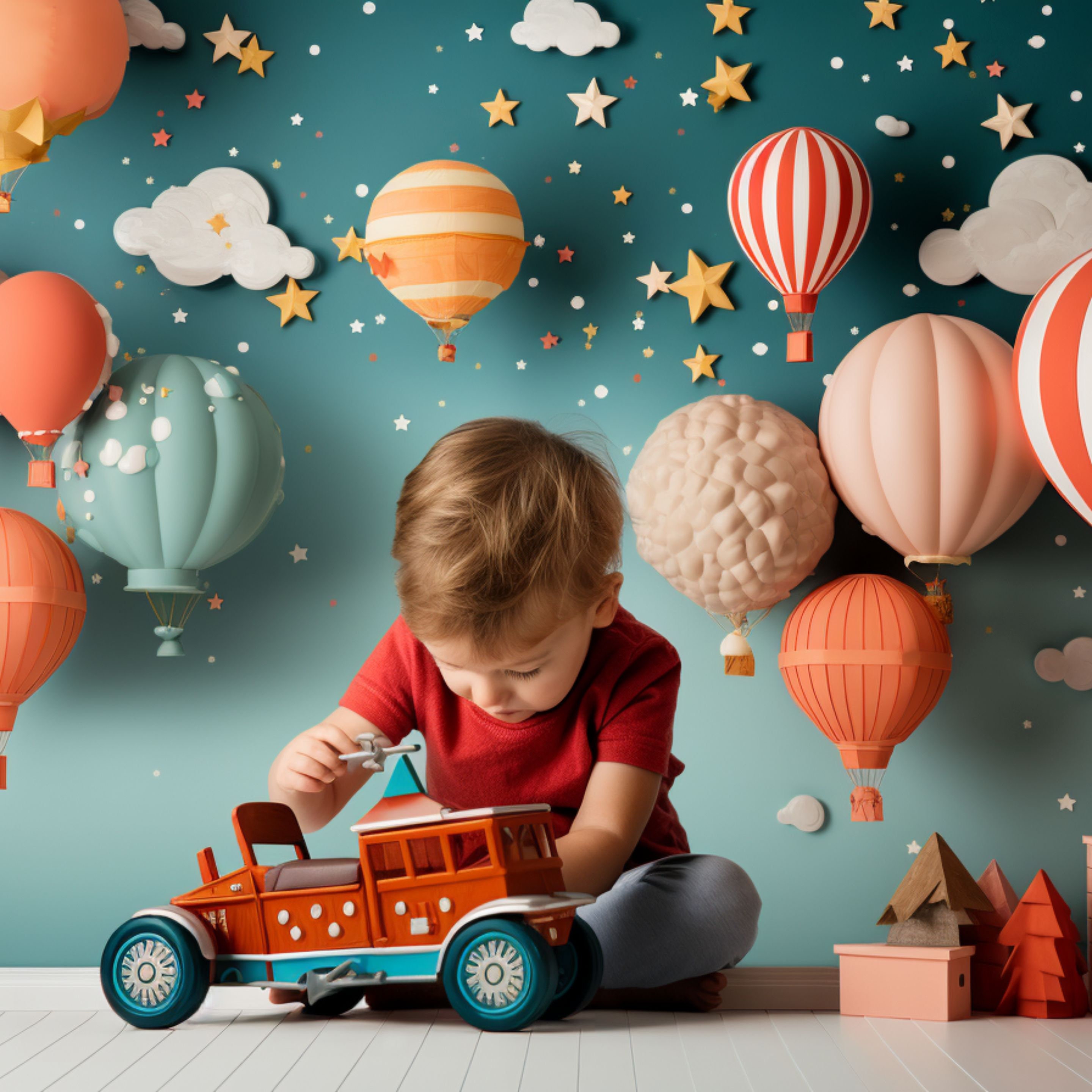 10 Kids Sky Backdrops and 1 Gift L Boys Party Photography Idea Hot Air ...