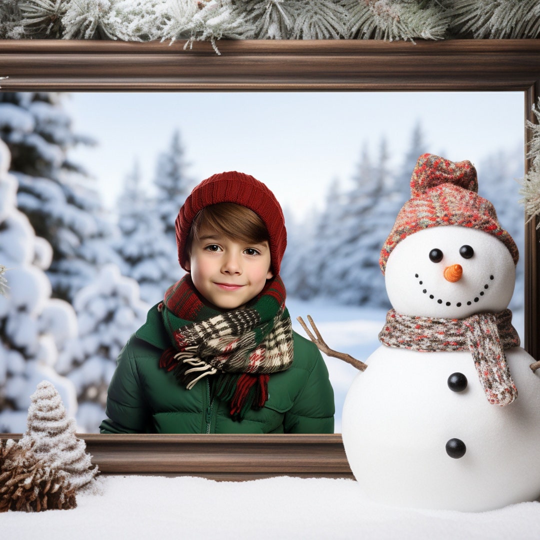 7 Christmas Snowman Postcard Backdrops: Kids Xmas Photoshoot ...
