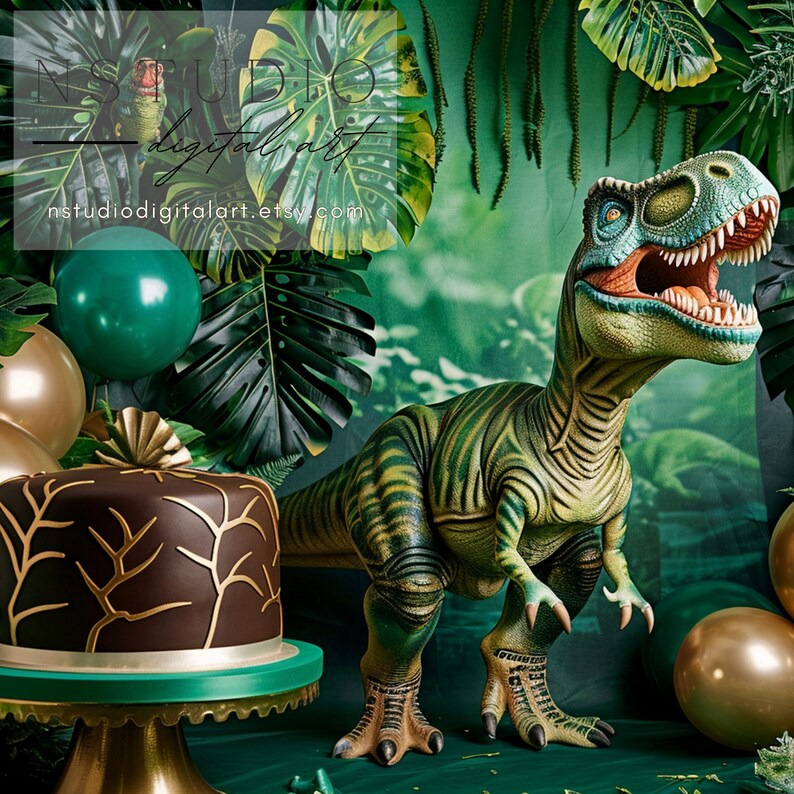 8 Dino Birthday Party Digital Photography Backdrops, Dinosaurs Photo ...