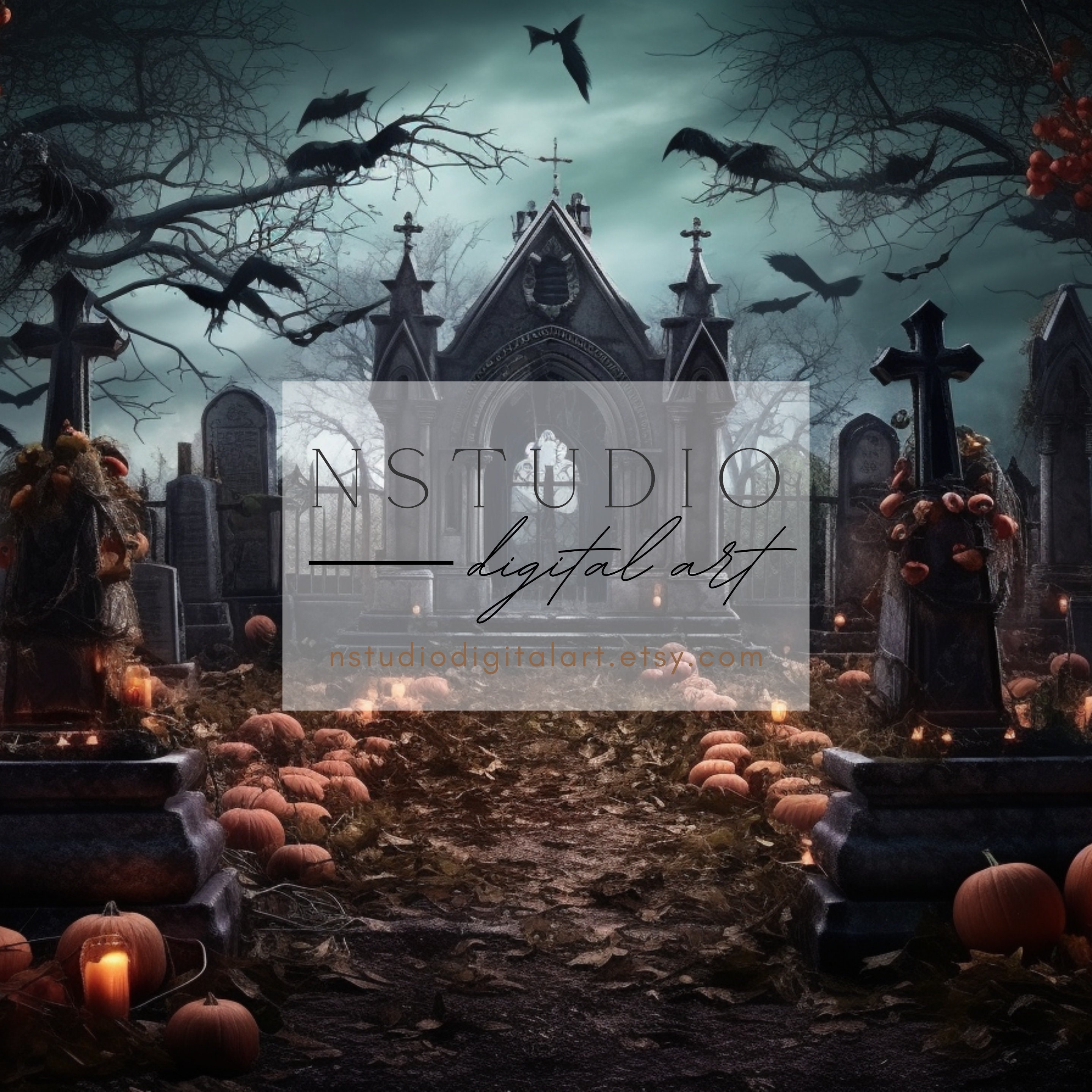 15 Spooky Cemetery Halloween Backdrops Dark Gothic - Etsy