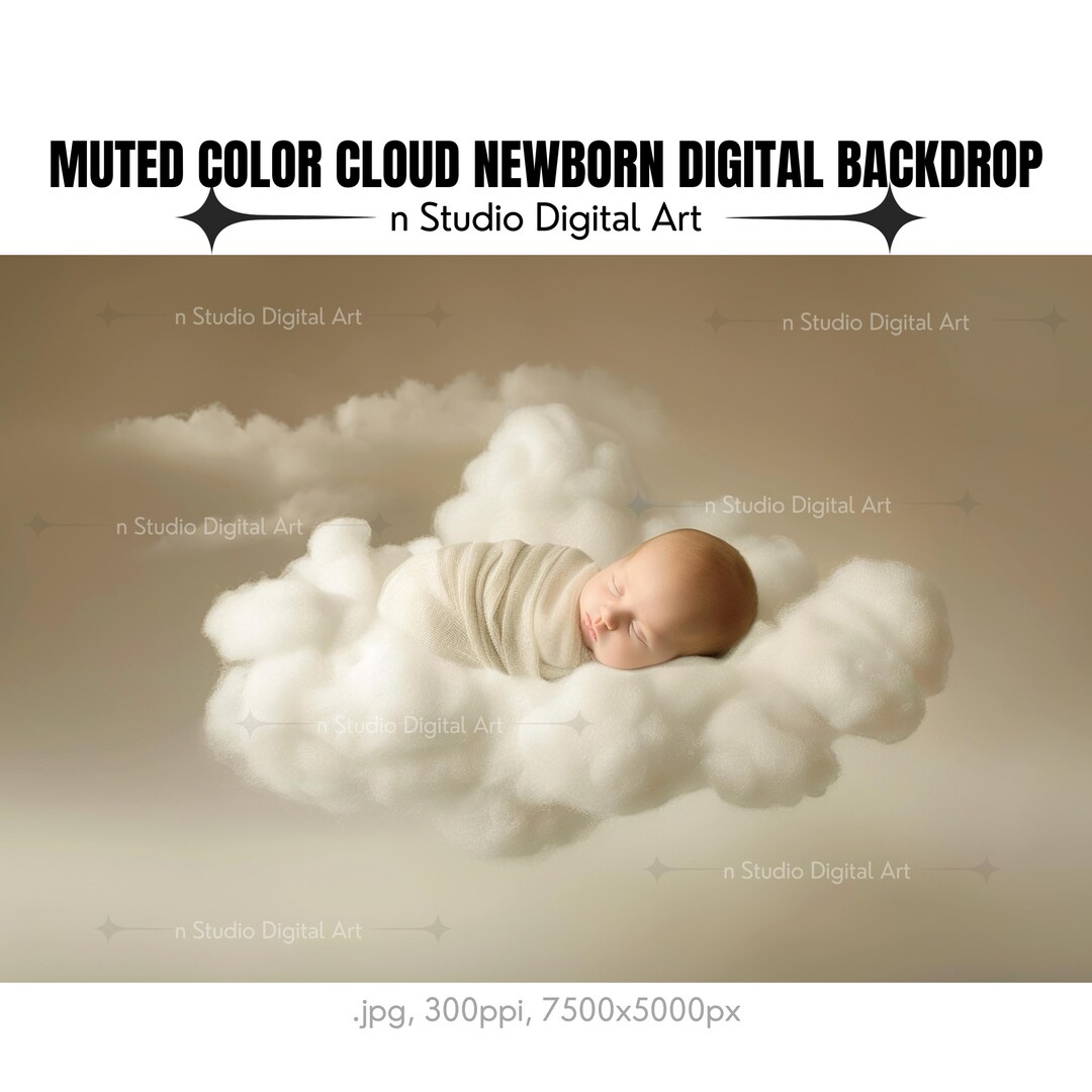 Muted Color Cloud Newborn Digital Backdrop, Newborn Composite Studio ...