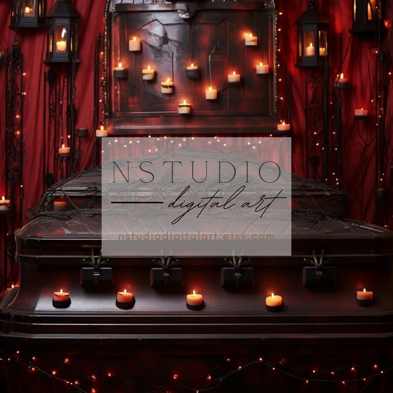 11 Vampire Coffin Halloween Backdrops: Gothic Photoshoot Decor (digital ...