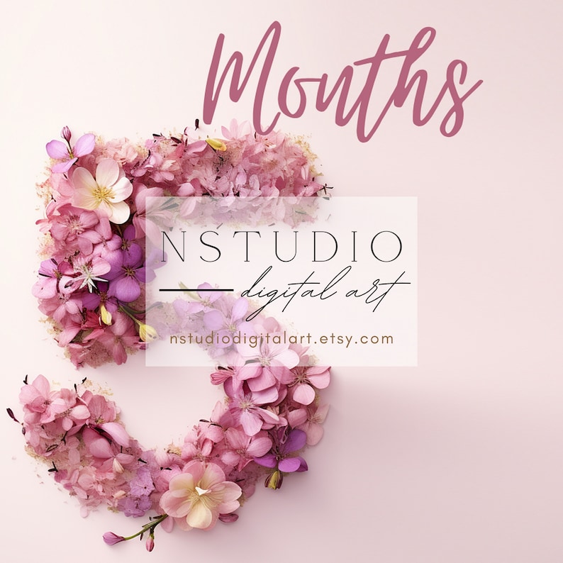 12 Baby Girl First Twelve Months Photography Backdrops | Floral Pink ...