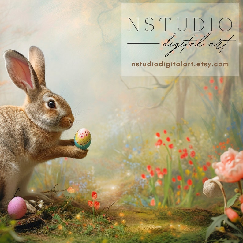 11 Easter Kid Backdrops With Rabbits Holding Colorful Eggs | Kids ...