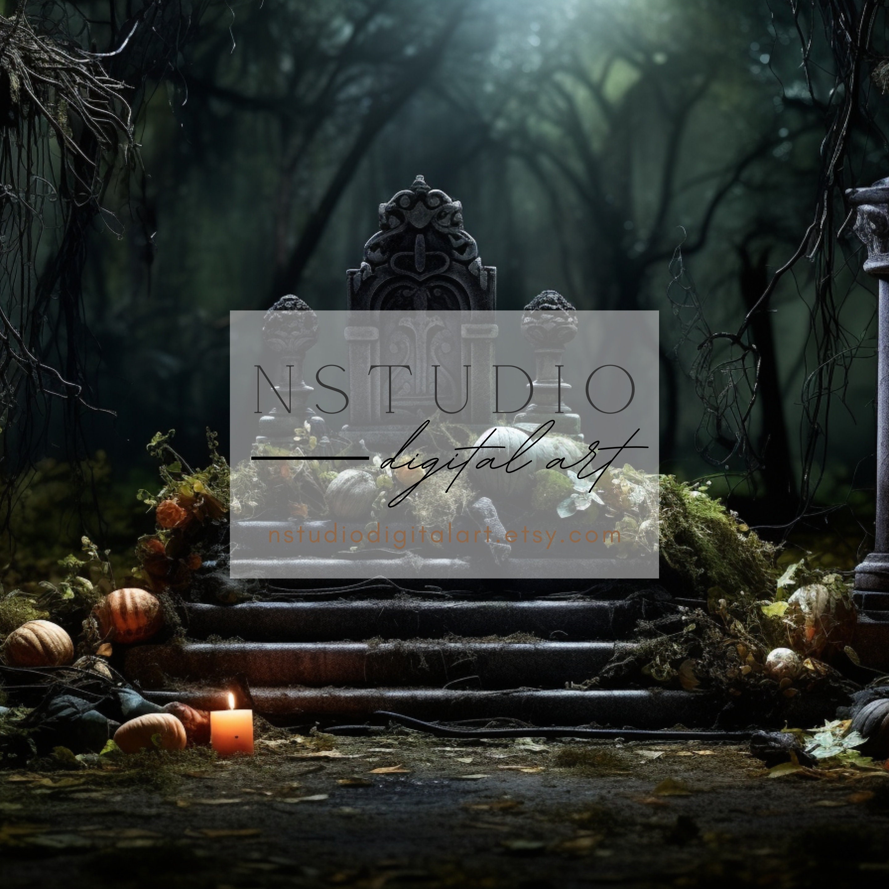 15 Spooky Cemetery Halloween Backdrops Dark Gothic - Etsy