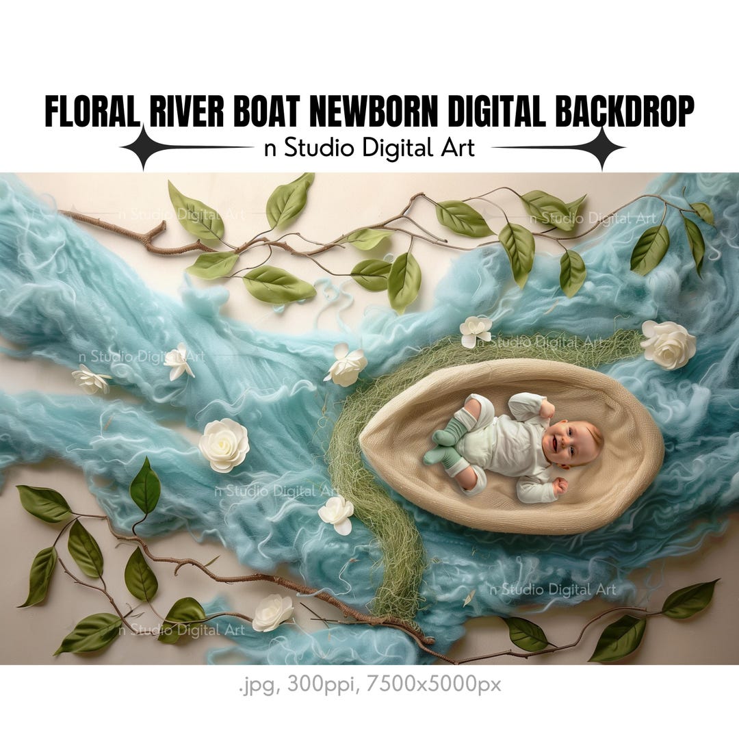 Floral River Boat Newborn Photography Digital Backdrop (digital Download) - Etsy Australia