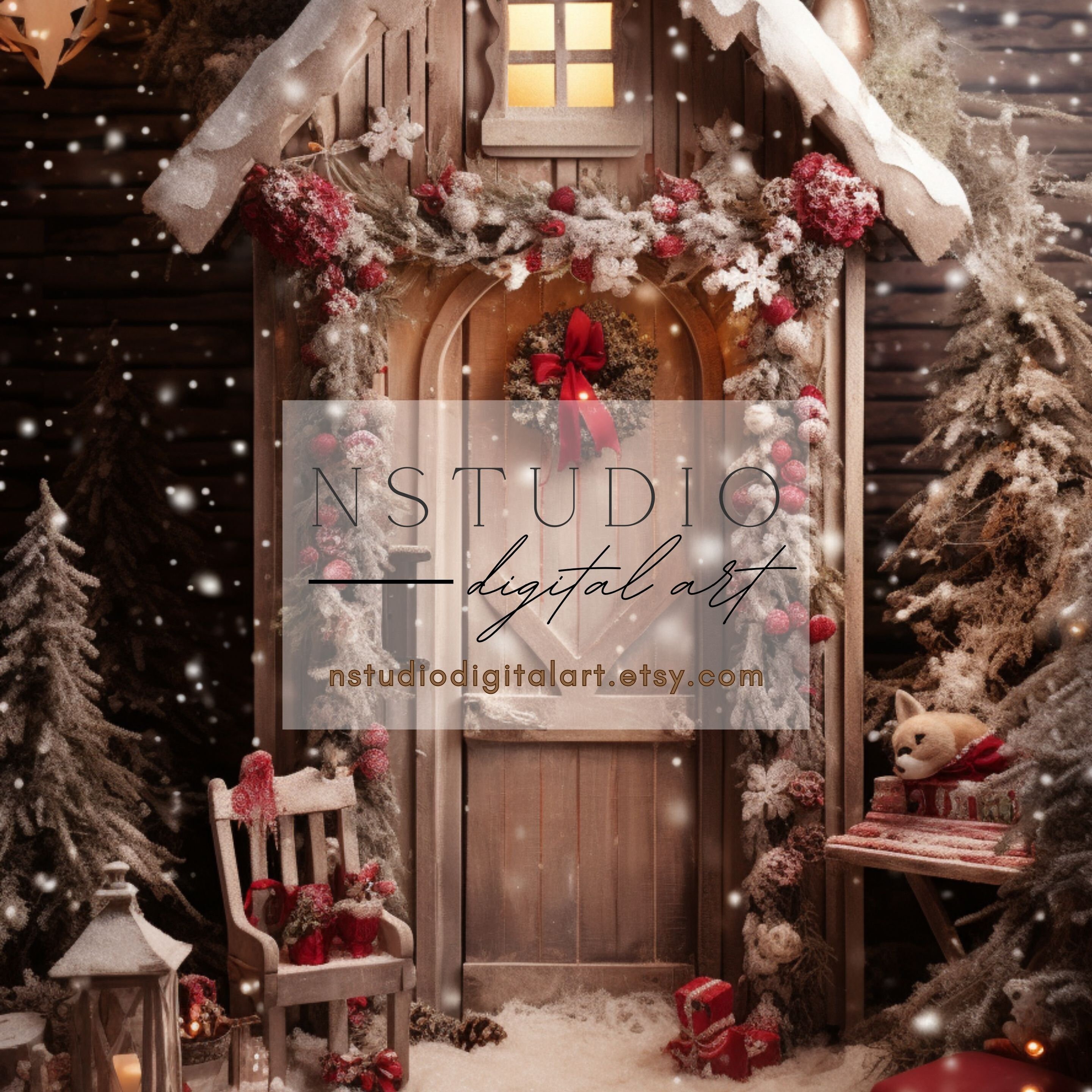14 Christmas Decorated Dog Houses Backdrops | Pet Christmas Photoshoot ...