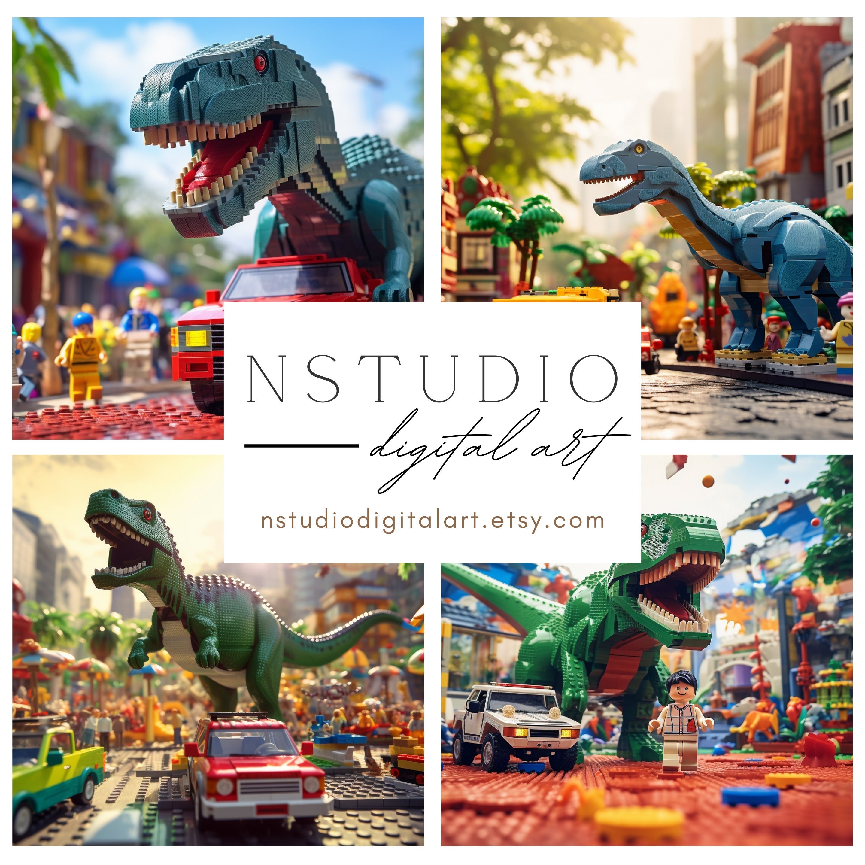 10 Kids Backdrops Building Blocks and Dinosaurs | Kids Party ...