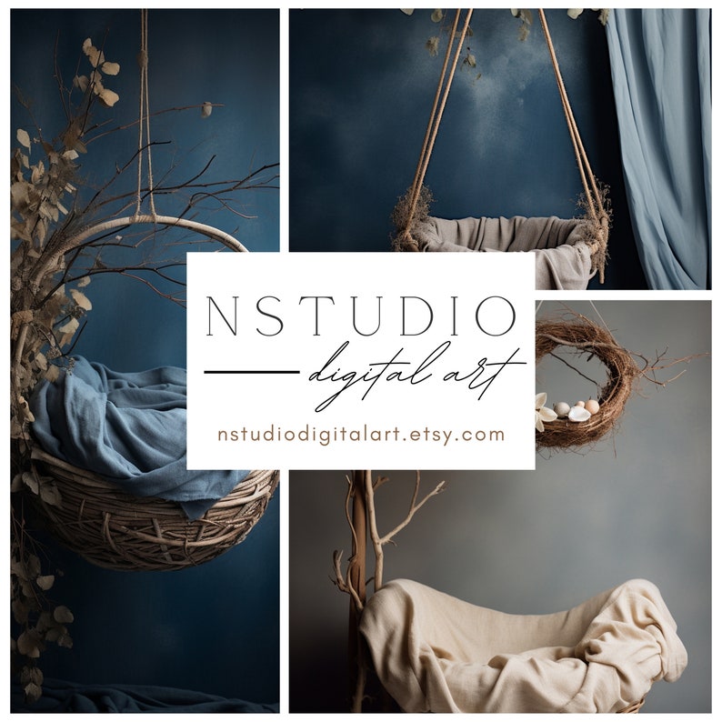 10 Bird Nests Backdrops in Blue for Newborn Baby | Baby Boy Creative Photography Idea | Bird ...