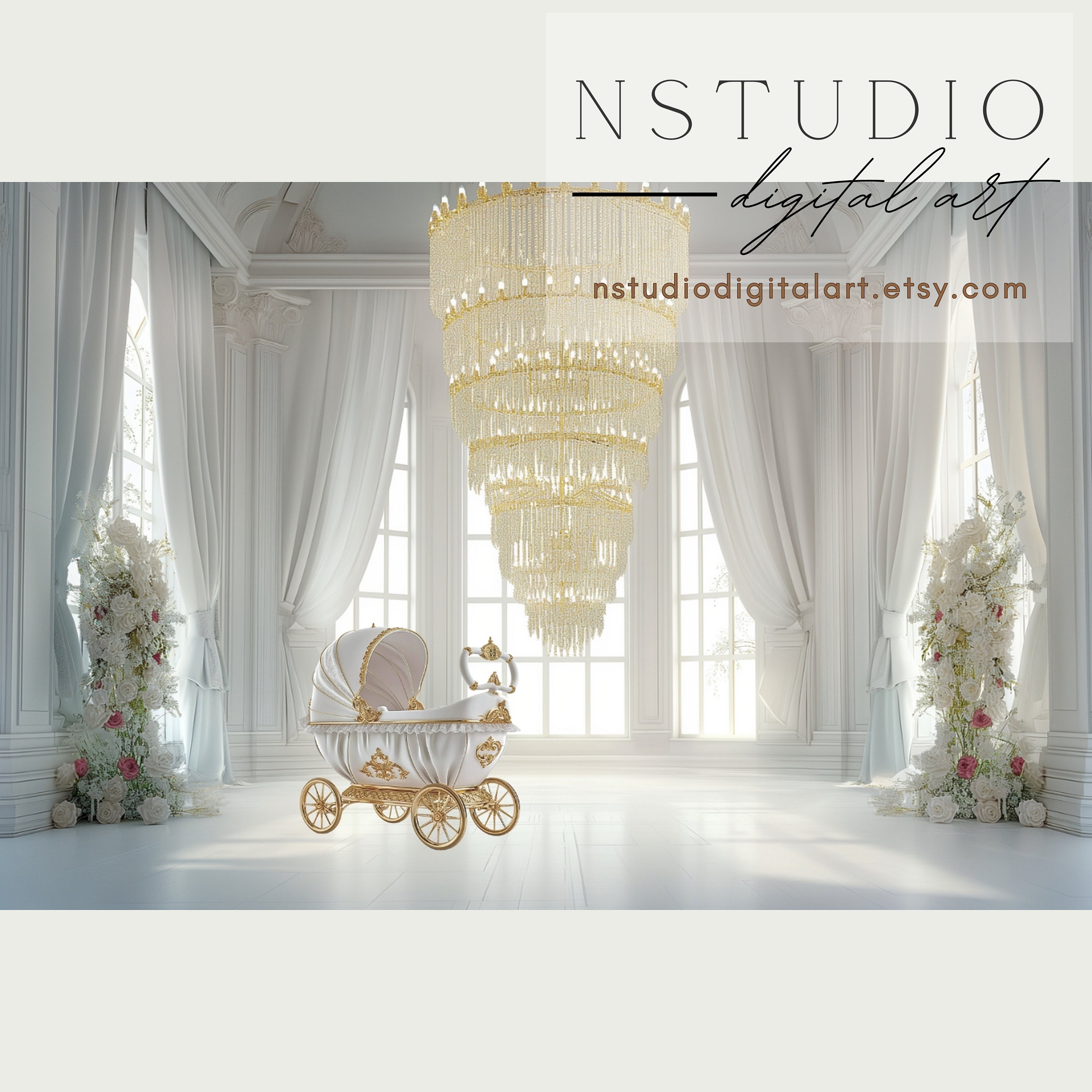 11 Maternity Photography Digital Backdrops White Room & Royal Pram ...